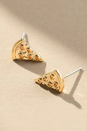 Anthropologie Festive Icon Stud Earrings Pizza