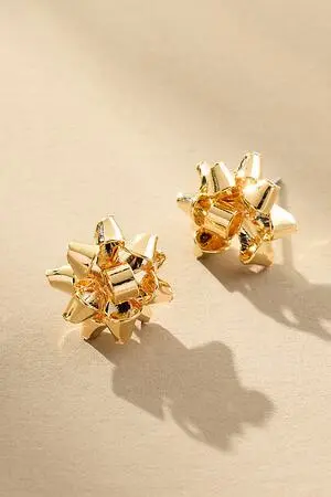 Anthropologie Festive Icon Stud Earrings Present Bow