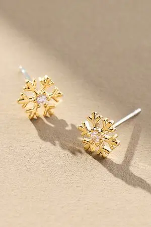 Anthropologie Festive Icon Stud Earrings Snowflake