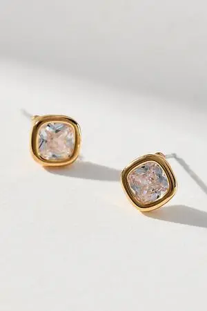 Anthropologie Festive Icon Stud Earrings Squared Bezel