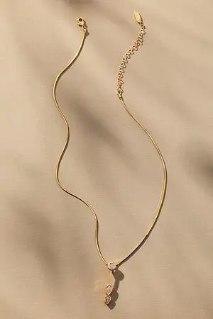 Anthropologie Delicate Crystal Drop Necklace - Gold