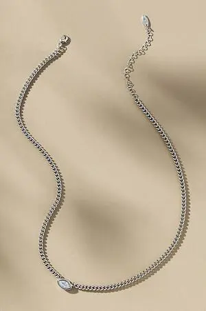 Anthropologie Crystal Chain Necklace - Silver