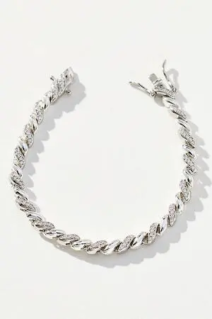 Anthropologie Twisted Pavé Bracelet Silver