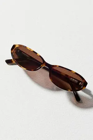 LU GOLDIE Slim Angled Sunglasses Tortoise
