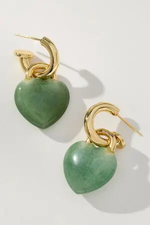 HOLST + LEE Heart Locket Earrings Green Adventurine