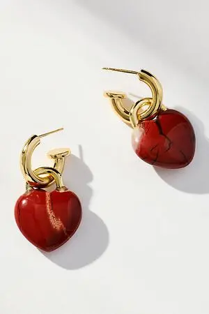 HOLST + LEE Heart Locket Earrings Red Agate