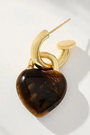HOLST + LEE Heart Locket Earrings - Tigers Eye