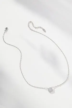 Anthropologie Bezel Crystal Cirque Necklace - Silver