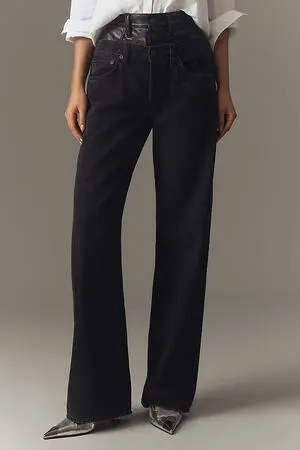 AGOLDE Elson High-rise Wide-leg Jeans - Black