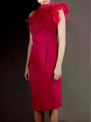 Giambattista Valli One Shoulder Ruffle Trim Dress - Pink