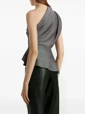 Khaite One-shoulder Ruffled Top - Grey