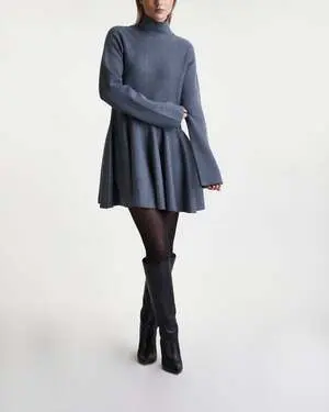 Khaite Carice Sculpted Turtleneck Dress