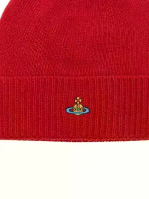 VIVIENNE WESTWOOD Orb-embroidered Beanie - Red