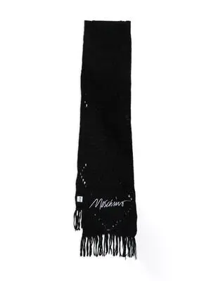 Moschino Logo Fringed Scarf - Black