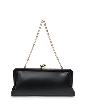 Aqua Leather Coin Purse Clutch - Black