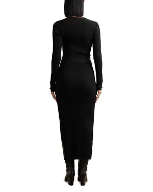 REISS Willow Button Knitted Midi Dress