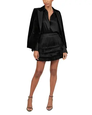 REISS Chloe Fringe Mini Skirt