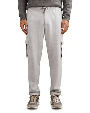 REISS Willan Jersey Cargo Pants - Grey Marl