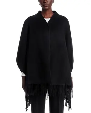 Lafayette 148 New York Wool Cashmere Fringed Hem Cape