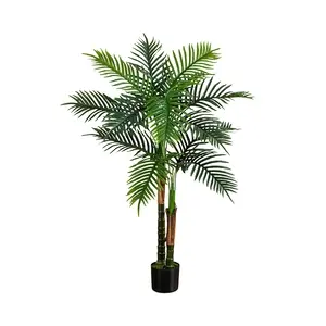 NEARLY NATURAL 4' Uv Resistant Artificial Double Robellini Palm Tree - Green