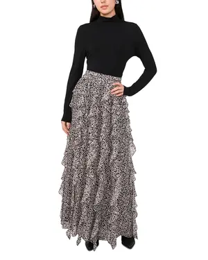 1.State Corkscrew Ruffled Maxi Skirt