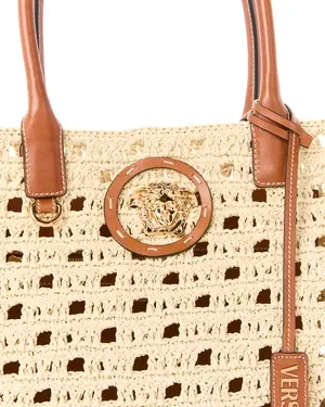 Versace La Medusa Crocheted Tote - Natural