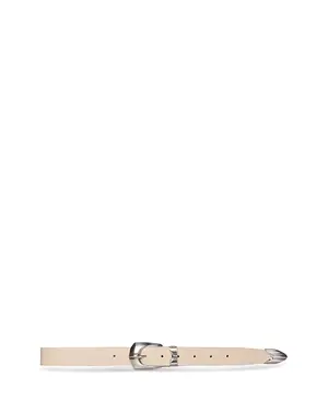 BLACK SUEDE STUDIO Neve Western Belt - Cream Leather / Silver