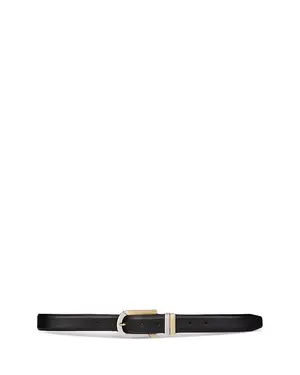 BLACK SUEDE STUDIO Erin Rectangular Buckle Belt - Black/silver