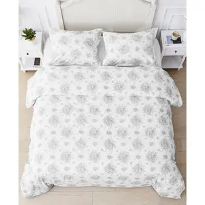 BEDFORD LANE Petite Toile De Joie Percale Duvet Set, King - Grey
