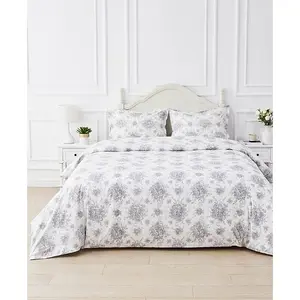 BEDFORD LANE Petite Toile De Joie Percale Duvet Set, Twin - Grey