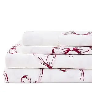 BEDFORD LANE Crisp Bows Percale Sheet Set, King - Rose