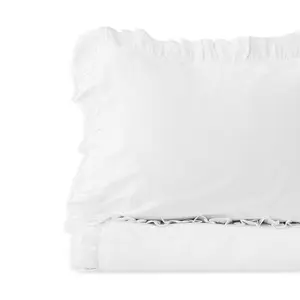 BEDFORD LANE Double Ruffle Percale Duvet Cover Set, Full/queen