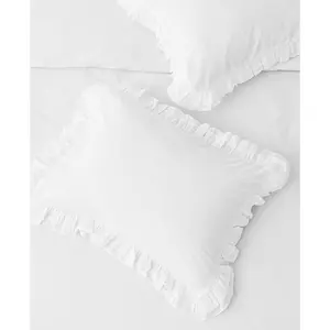 BEDFORD LANE Double Ruffle Percale Duvet Cover Set, King