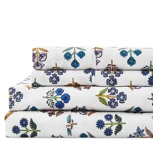 BEDFORD LANE Sumita Floral Percale Sheet Set, King - Blue