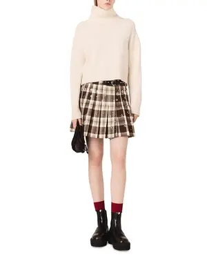 Maje Jamian Checked Flannel Skirt