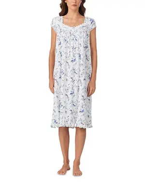 Eileen West Cap Sleeve Floral Waltz Nightgown - White Grd Multi Floral
