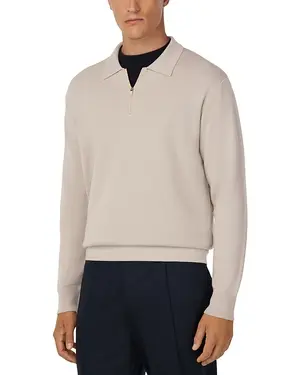 Boggi Milano Superfine Merino Wool Knitted Polo Shirt Exclusive - Sand