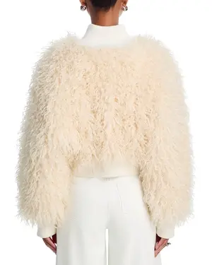 Norma Kamali Faux Fur Turtleneck Bomber Jacket