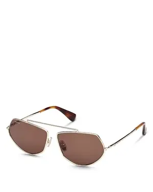 Max Mara Geometric Sunglasses, 60mm - Gold/brown