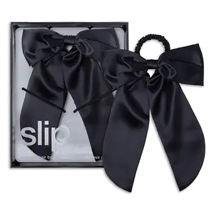 Slip Silk Hair Bow - Black