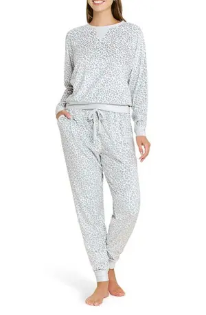 Honeydew Intimates Simply Cozy Velour Pajamas - Snow Leopard