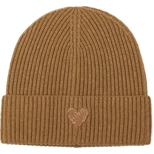 ALLSAINTS Heart Logo Ribbed Beanie - Tannin Brown