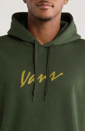 VANS Scripted Logo Cotton-blend Hoodie - Dried Kelp