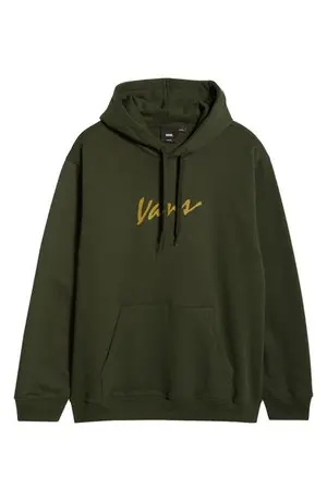 VANS Scripted Logo Cotton-blend Hoodie - Dried Kelp