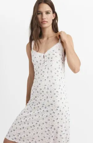 Mango Floral Lace Trim Nightgown