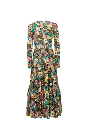 La DoubleJ Silk Twill Tiered Maxi Dress