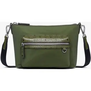 Mcm Crossbody Bag In Nylon And Leather - Khaki Moss