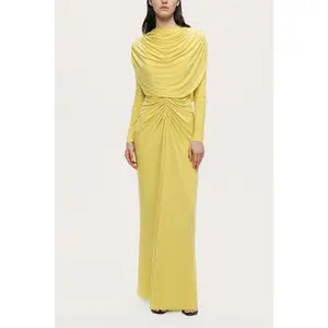 NOCTURNE Draped Cowl-front Column Gown