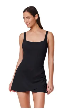 GOTTEX Square Neck Wrap Sarong Swimdress - Black