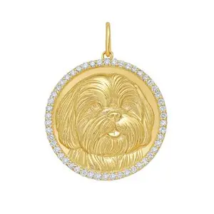 LIONHEART 14k Gold Shih Tzu Diamond Medallion Charm - Yellow Gold
